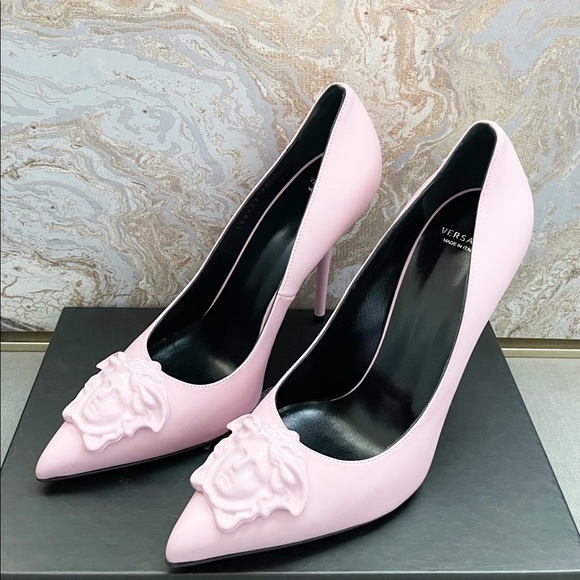 Versace | Shoes | New Versace Palazzo Medusa Pink Leather Pump | Poshmark